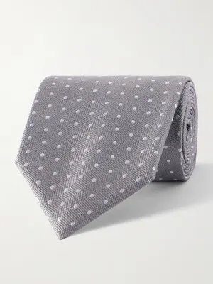 TOM FORD 8cm Polka-Dot Silk Neck Tie Gray