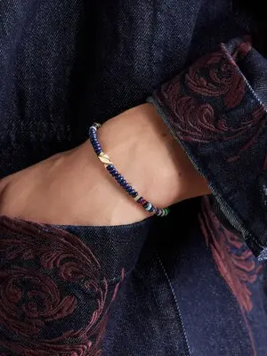 Luis Morais 14-karat Gold, Lapis Lazuli And Agate Beaded Bracelet