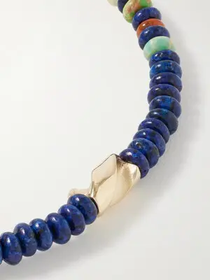 Luis Morais 14-karat Gold, Lapis Lazuli And Agate Beaded Bracelet