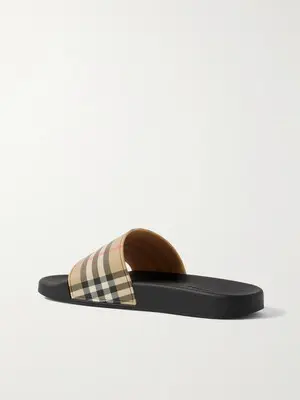 Burberry Checked Rubber Slides - Neutrals