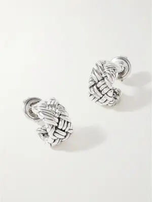 Bottega Veneta Intrecciato Small Sterling Earrings - Silver