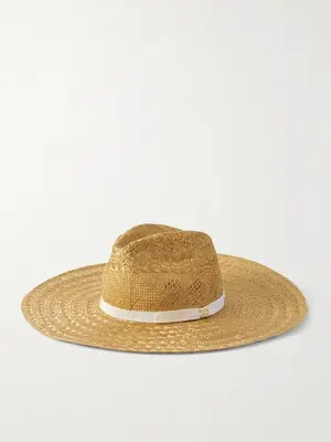 Valentino Garavani Grosgrain-trimmed Straw Hat - Brown
