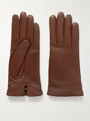 Saint Laurent Leather Gloves - Brown