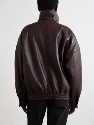 Saint Laurent Oversized Double-breasted Paneled Leather Jacket