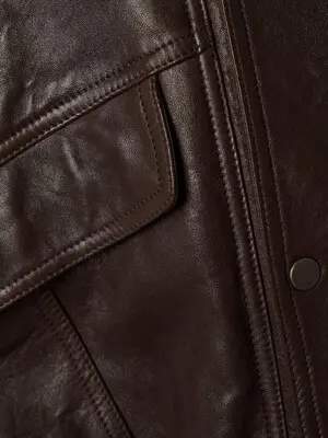 Saint Laurent Oversized Double-breasted Paneled Leather Jacket