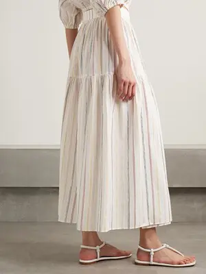 ERES Irisée Brillante Metallic Striped Cotton-blend Voile Maxi Wrap Skirt - Neutrals