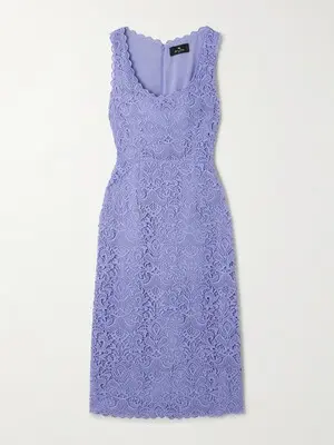 Etro Scalloped Guipure Lace Midi Dress - Blue