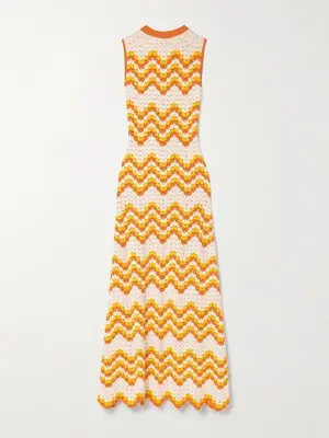 Escvdo Huayna Crocheted Organic Cotton Maxi Dress - Neutrals