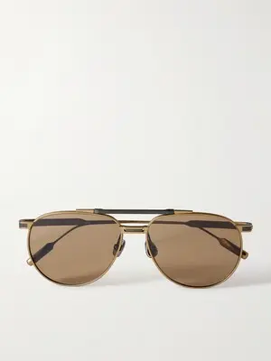 Brunello Cucinelli Aviator-style Titanium Sunglasses - Gold