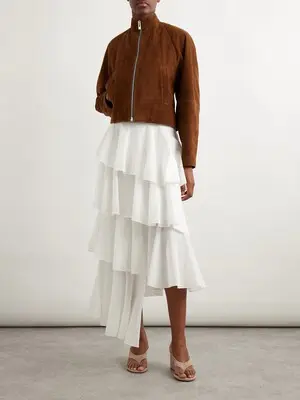Alaïa Tiered Asymmetric Cotton Midi Skirt