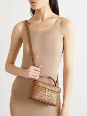 Saint Laurent Gaby Vanity Mini Quilted Leather Shoulder Bag - Brown