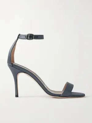 Manolo Blahnik Chaos 90 Satin Sandals - Blue