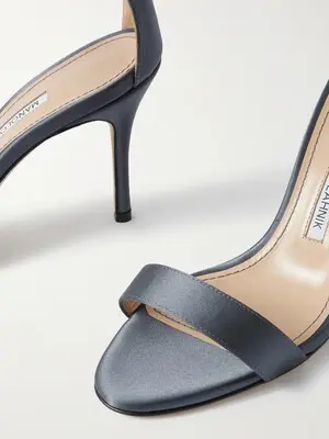 Manolo Blahnik Chaos 90 Satin Sandals - Blue