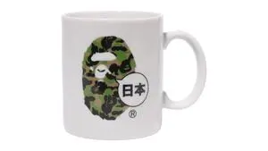 A BATHING APE Abc Camo Japan Ape Head Mug - White/green