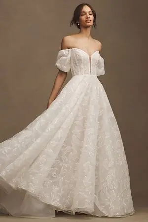 Jenny Yoo Emerson Embroidered Tulle Wedding Gown