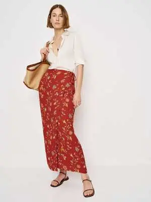 REFORMATION Opal Low Waist Wrap Skirt - Red