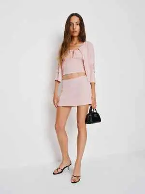 REFORMATION Emily Knit Mini Skirt - Cherry Blossom