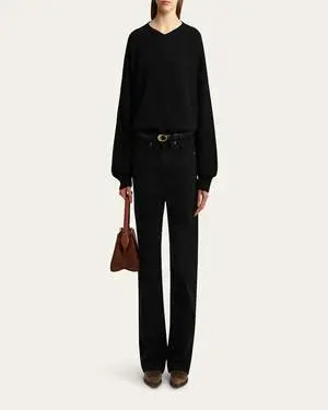 Khaite Wolfe V-neck Cashmere Sweater - Black