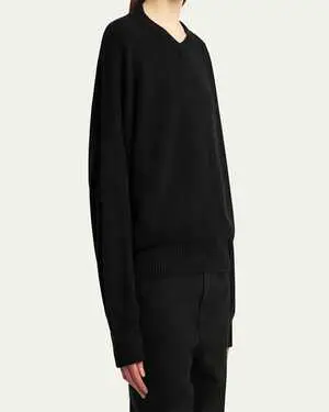 Khaite Wolfe V-neck Cashmere Sweater - Black