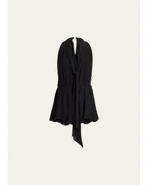 Chloé Organic Silk Mousseline Ruffle Romper - Black