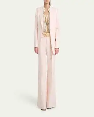 Chloé Lace Placket Tulip-sleeve Silk Blouse