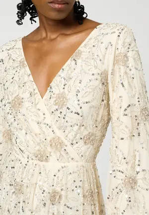 BEAUUT Embellished Sequin Beaded Maxi Dress