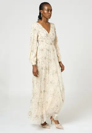 BEAUUT Embellished Sequin Beaded Maxi Dress
