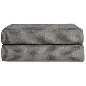 Cozy Earth Waffle Bath Towel - Charcoal
