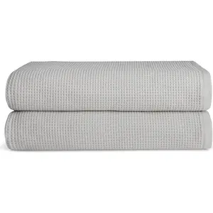 Cozy Earth Waffle Bath Towel - Light Grey