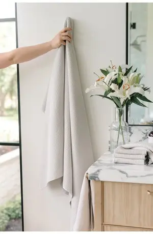 Cozy Earth Waffle Bath Towel - Light Grey