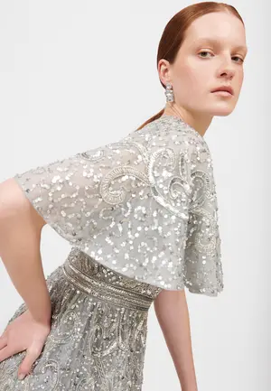 BEAUUT Embellished Sequin Beaded Midi Dress
