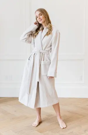 Cozy Earth Waffle Terry Robe - Light Grey