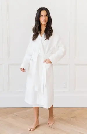 Cozy Earth Waffle Terry Robe - White