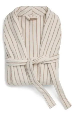 Cozy Earth Stripe Luxe Terry Robe - Sand/ Seashell
