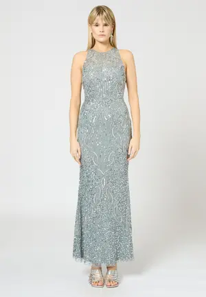 BEAUUT Embellished Sequin Beaded Maxi Dress