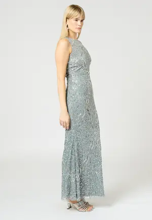 BEAUUT Embellished Sequin Beaded Maxi Dress