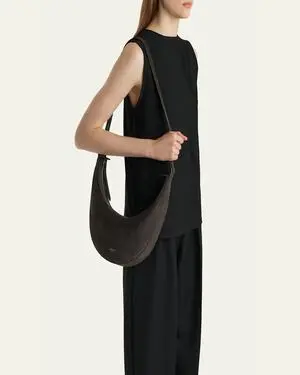 Khaite Augustina Small Suede Crossbody Bag - Dark Brown