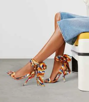 CHRISTIAN LOUBOUTIN Miss Z Sandale Du Désert Silk Sandals - Orange