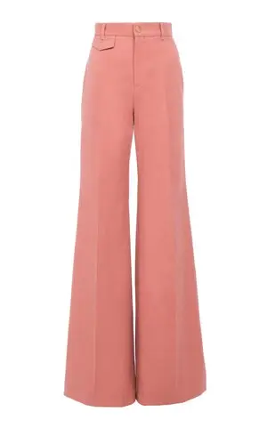 CHLOÉ Flared Organic Cotton Canvas Trousers