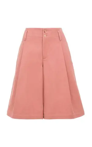Chloé Pleated Organic Cotton Canvas Shorts