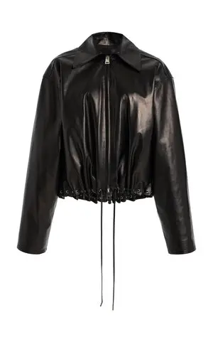Brandon Maxwell The Leland Leather Jacket - Black