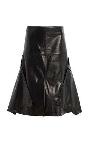 Brandon Maxwell The Frankie Cascade-hem Leather Knee-length Skirt
