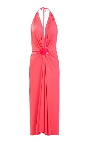 Silvia Tcherassi Veracruz Gathered Halter Midi Dress - Pink