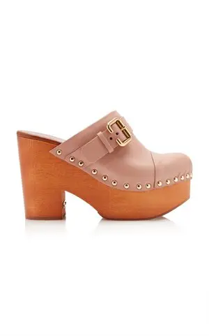 Chloé Jeannette Leather Platform Clogs - Pink