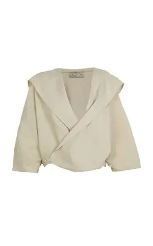 CORTANA Noa Linen-blend Wrap Jacket