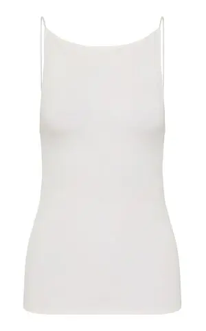 ST. AGNI Square-neck Jersey Top - Off-white