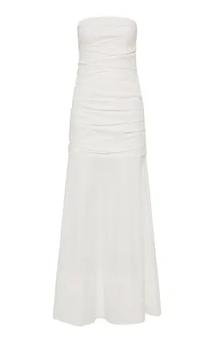 ST. AGNI Strapless Cotton-blend Maxi Dress - White