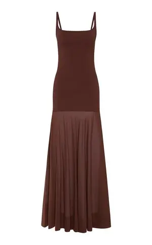 ST. AGNI Knit And Silk Maxi Dress - Brown