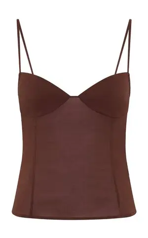 ST. AGNI Silk Camisole Top - Brown