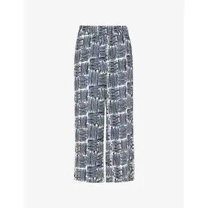 Whistles Abstract-print Cropped Trousers - Blue